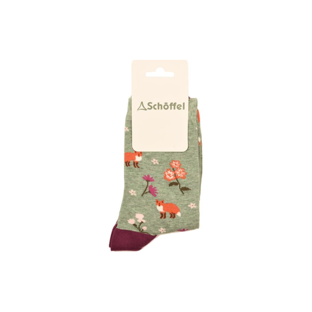 Schoffel Ladies Single Cotton Sock - Sage Fox